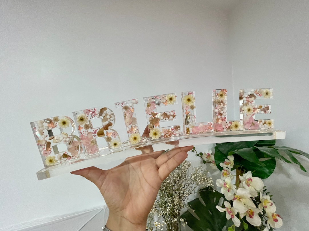 Name Stand, Custom Name Stand, Letter Stand, Resin Name, Floral Resin ...