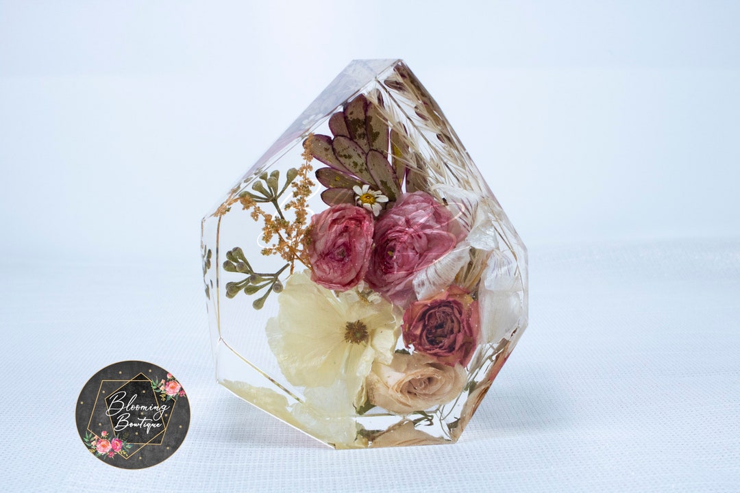 Multi Faceted Block, Resin Block, Floral Preservation, Wedding ...
