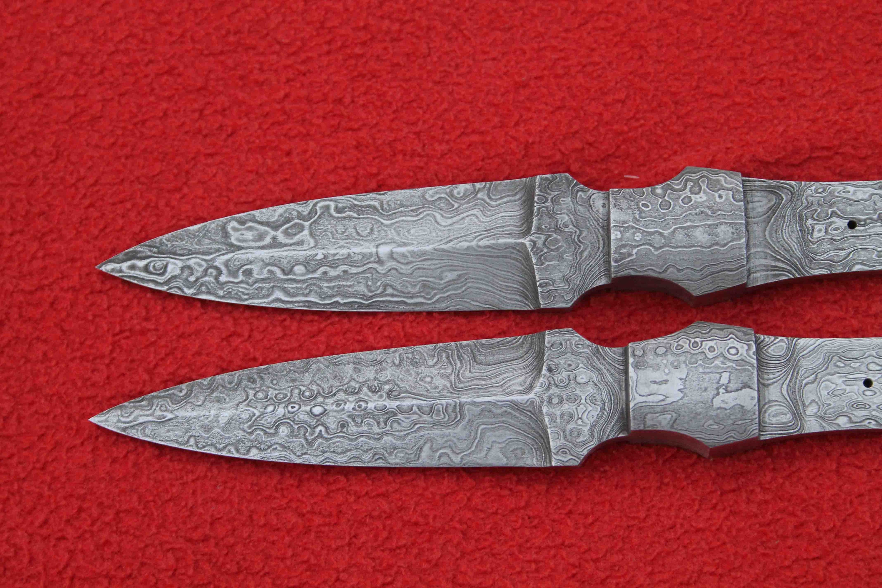 Set of 2 Hand Forged Damascus Steel Boot Dagger Blank Blade - Etsy