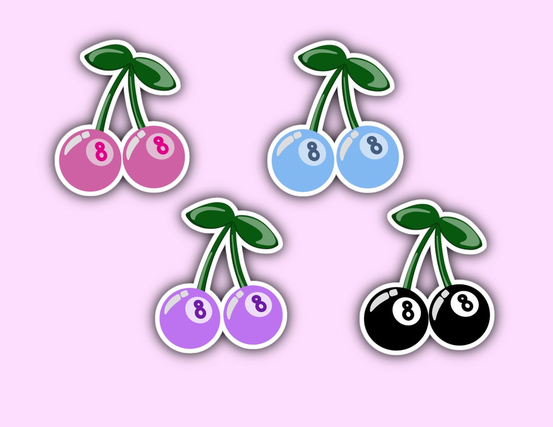 Eight Ball Cherry Sticker, Y2K Preppy Stickers - Etsy