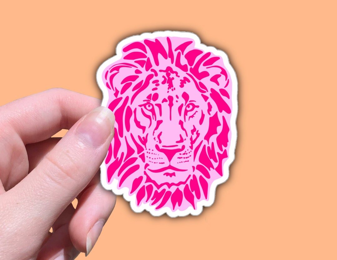 Pink Lion Head Sticker, Preppy Cheetah Print - Etsy