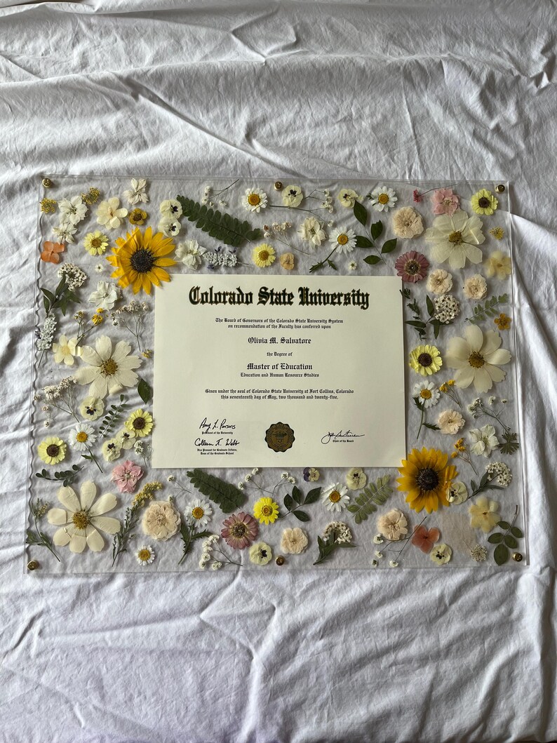 Custom Floral Diploma Frame, Diploma Frame, PHD Graduation Gift ...
