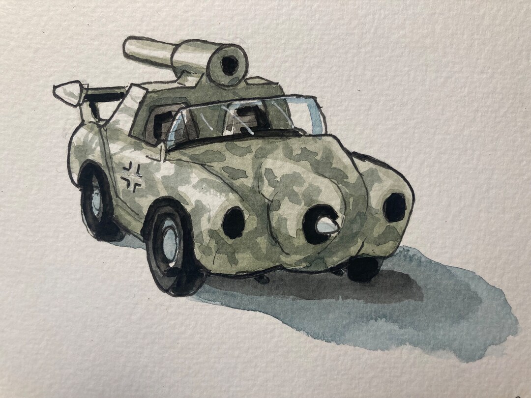 Postcard Painting A6 of Matilda the Huns Car From the Movie Death Race ...
