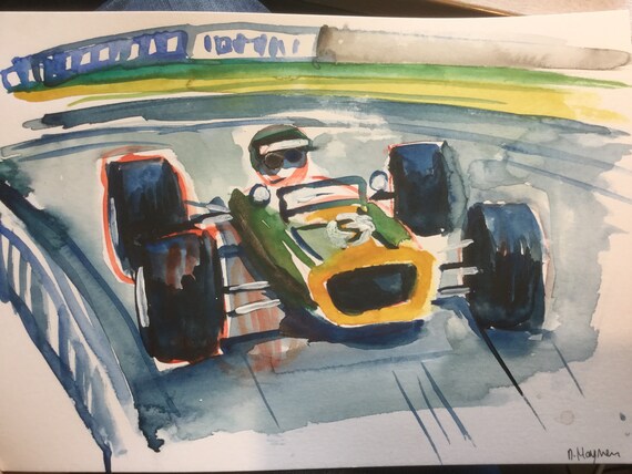 Watercolour Painting of Jim Clark and Racing Driver. 25.5cm X | Etsy