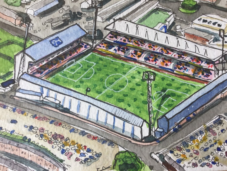 Postcard Painting of the Baseball Ground, Derby County. 2 of 3 Original ...