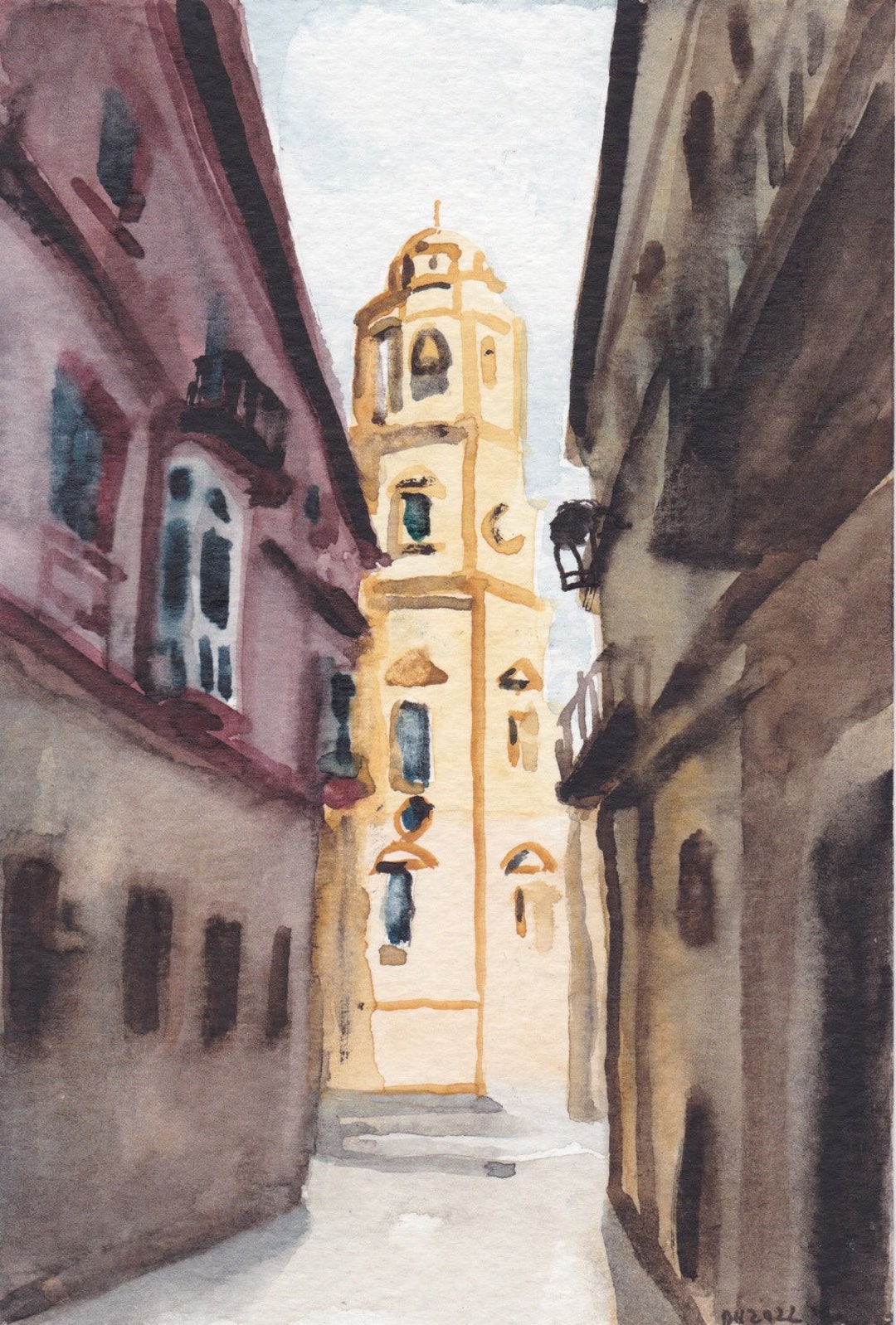 Postcard Painting A6 of Catedral De Cadiz, Spain. Watercolour. - Etsy