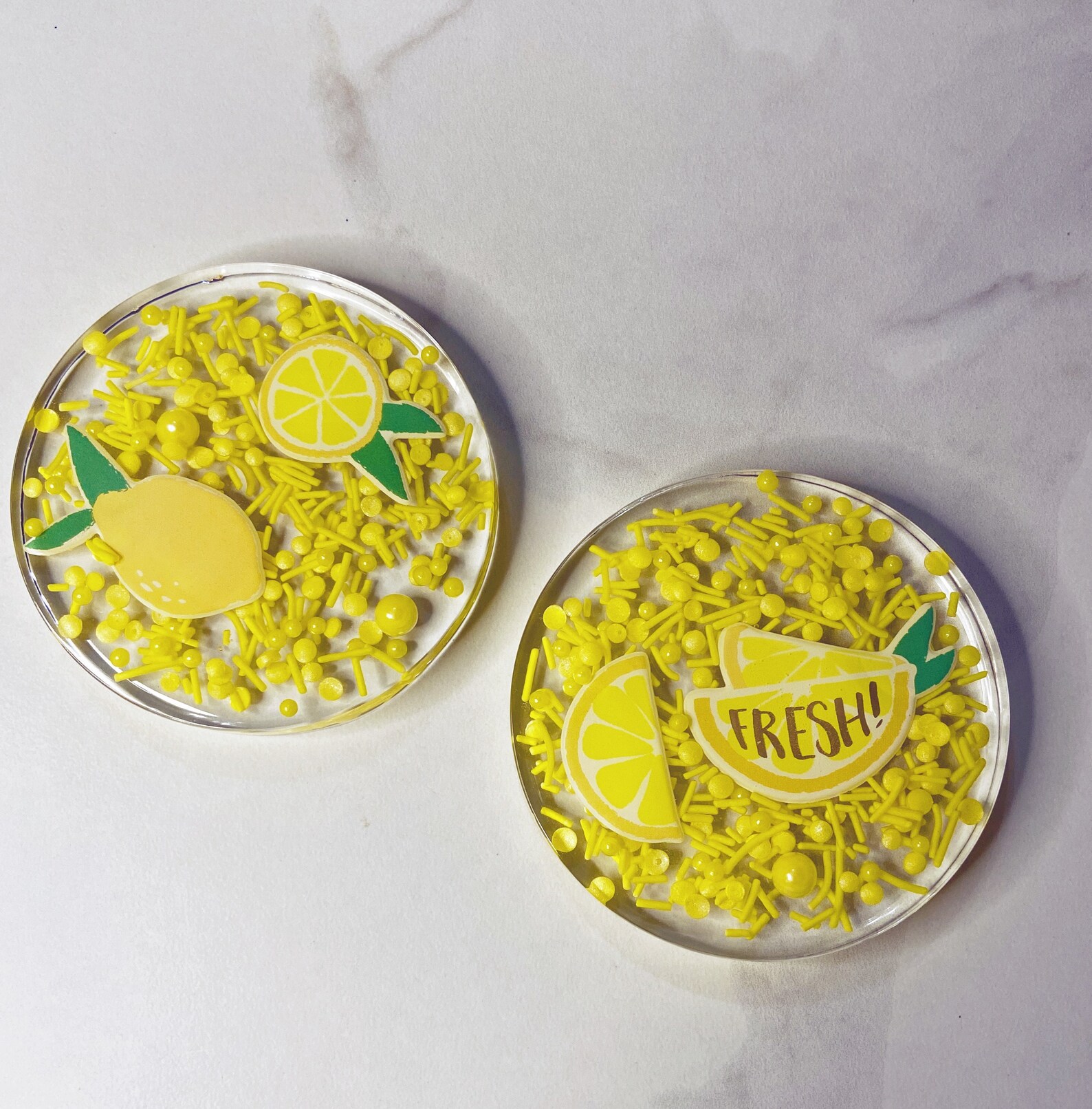 Lemony Fresh Lemon Resin Coasters set of 2 - Etsy