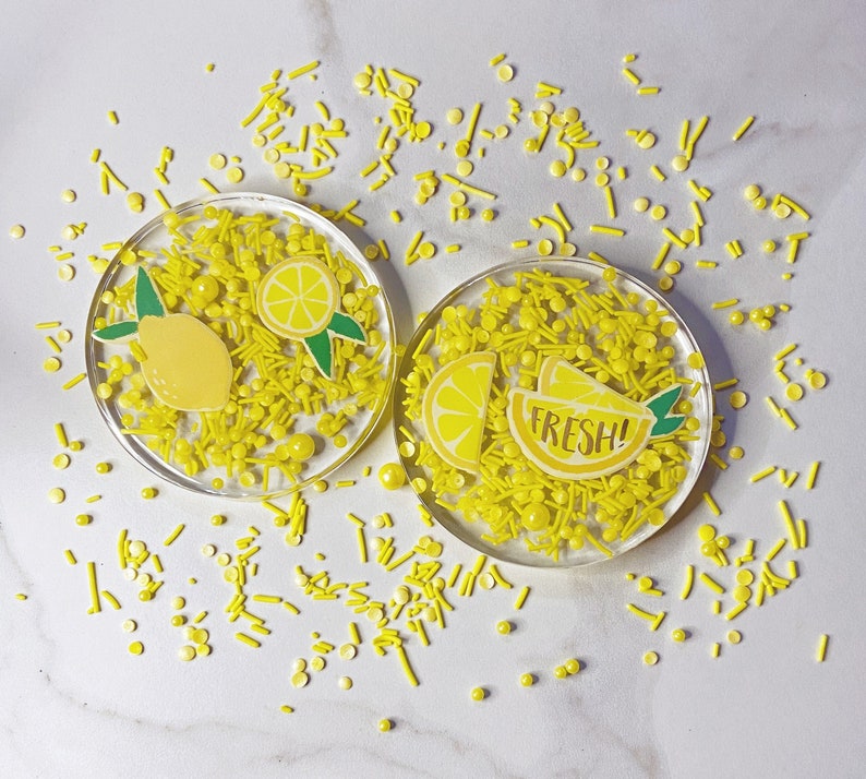 Lemony Fresh Lemon Resin Coasters set of 2 - Etsy