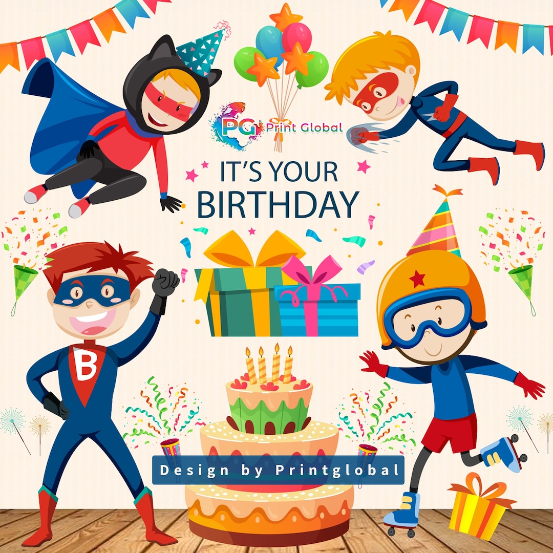 Personalized Kids Birthday Party Backdrop: Any Size, Any Design ...