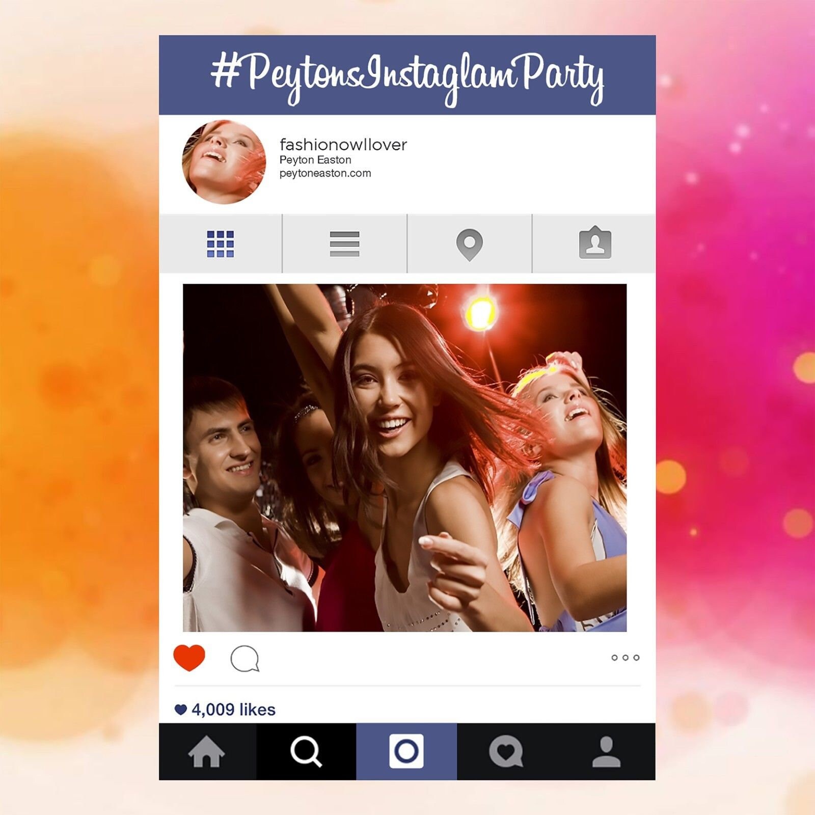 Customisable Social Media Selfie Frame Bespoke Instagram Effect