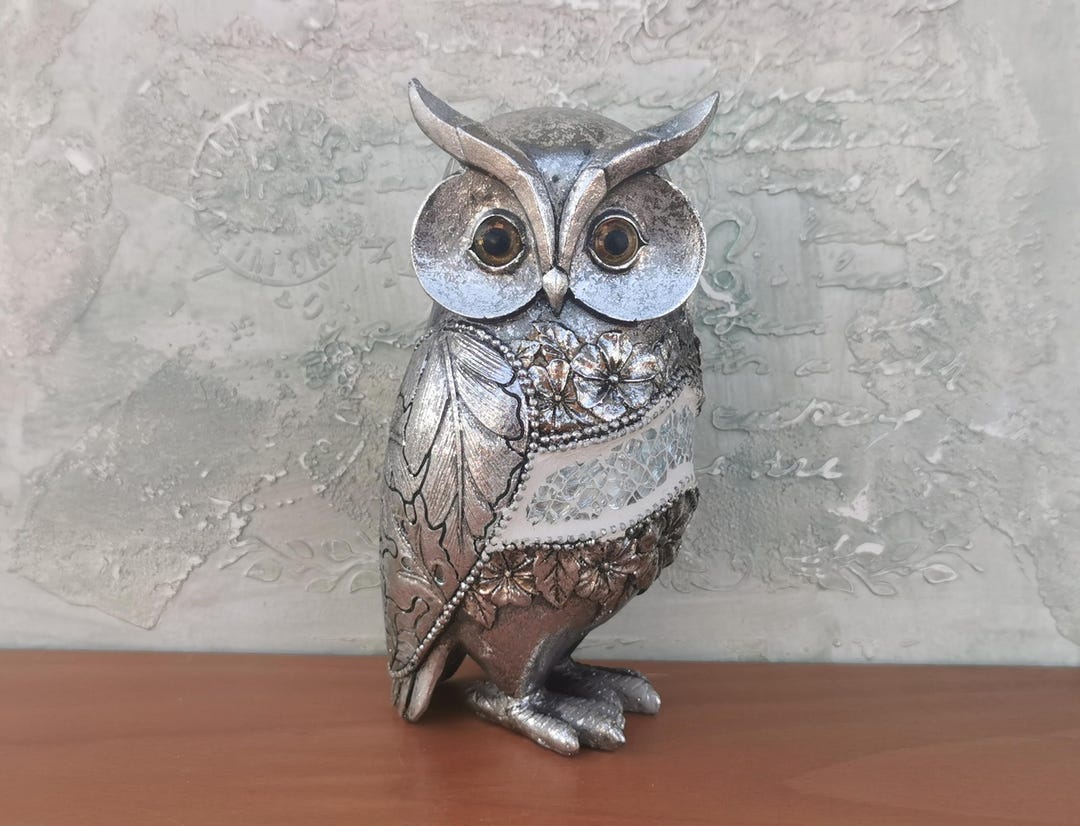 Silver Owl, Vintage Silver Owl Figure, Beautiful Owl Figurine, Symbol ...