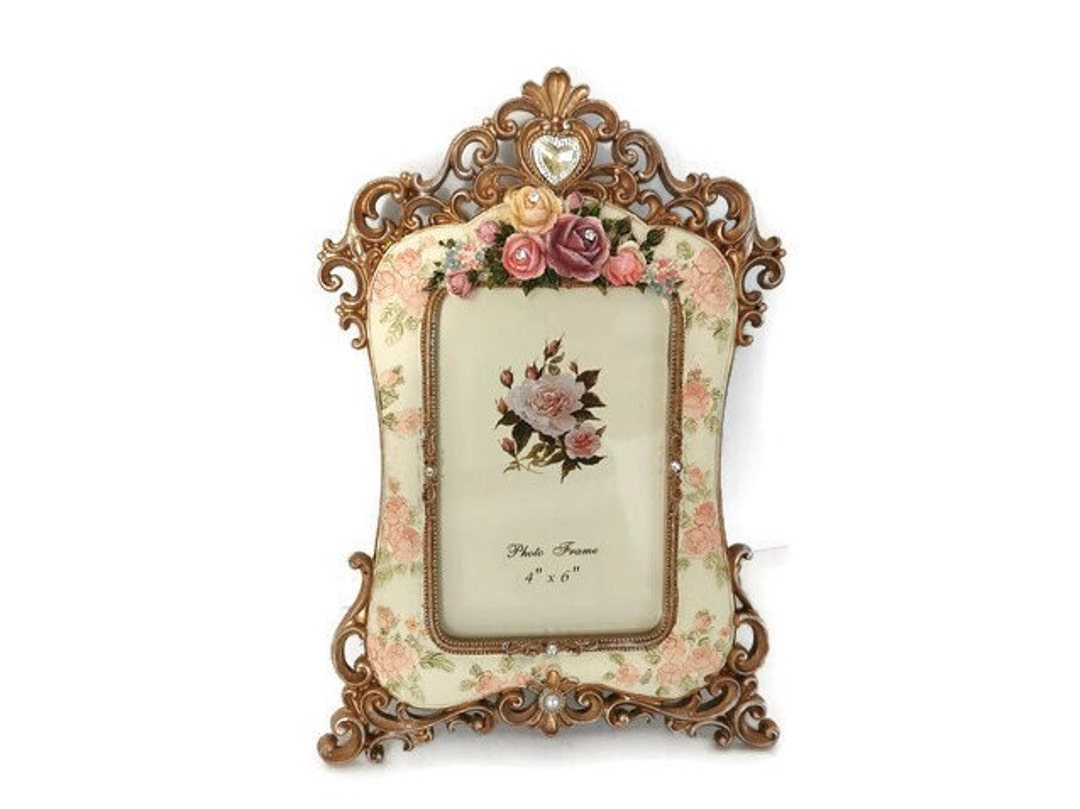 Vintage Rose Frame, Photo Frame, Romantic Rose Decorated Photo Frame ...