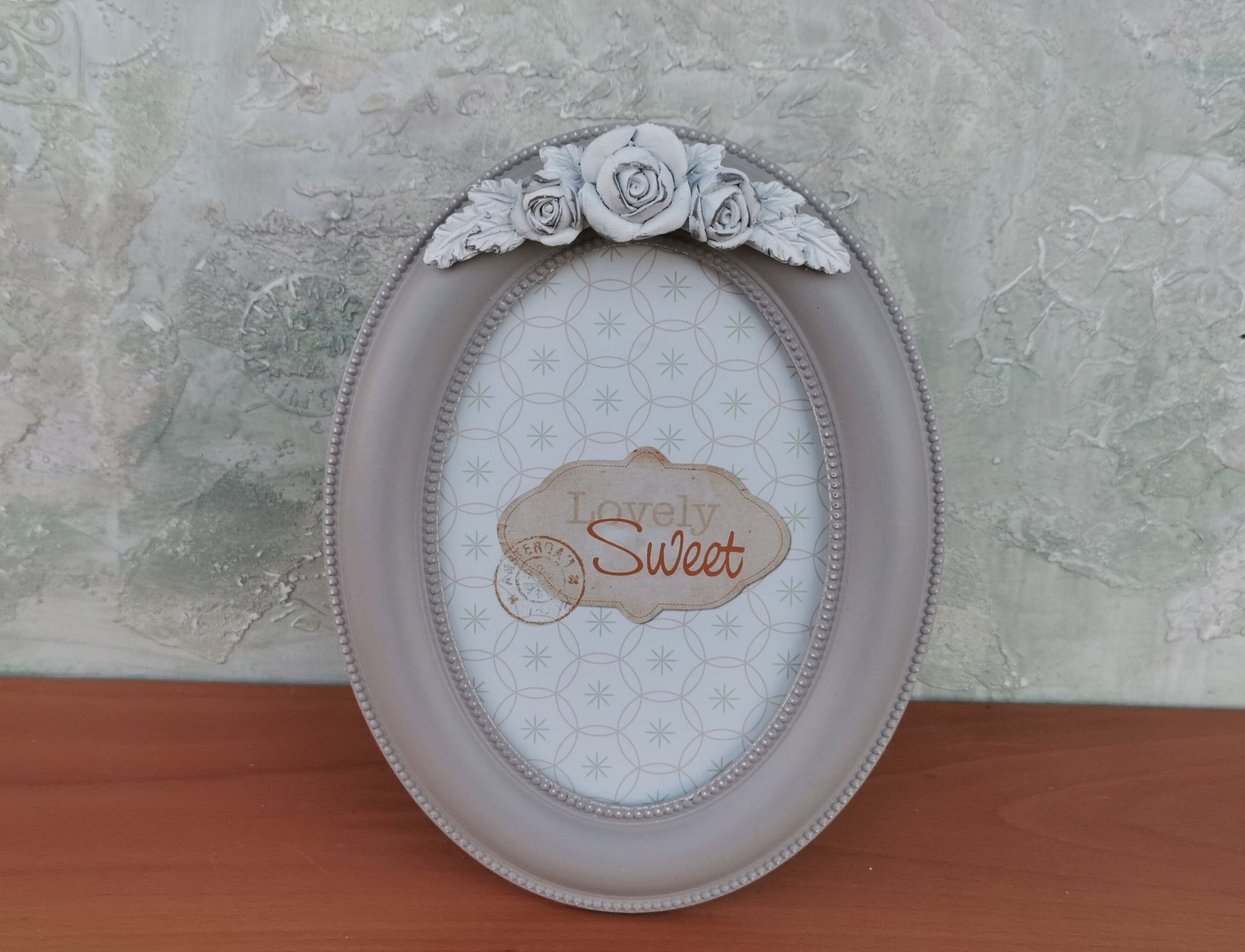 Vintage Photo Frame 5x7, Ellipse Photo Frame, Grey Elliptical Frame ...