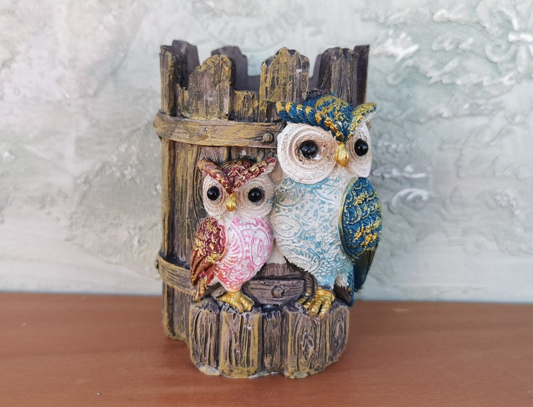 Pencil Holder, Vintage Pencil Holder With Owls, Stylish Office ...