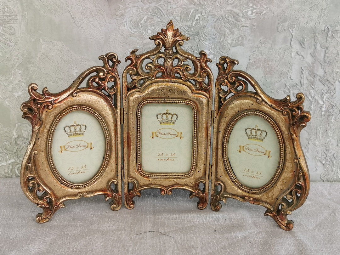 Triple Photo Frame, Baroque Photo Frame, Vintage Three Photo Frame ...