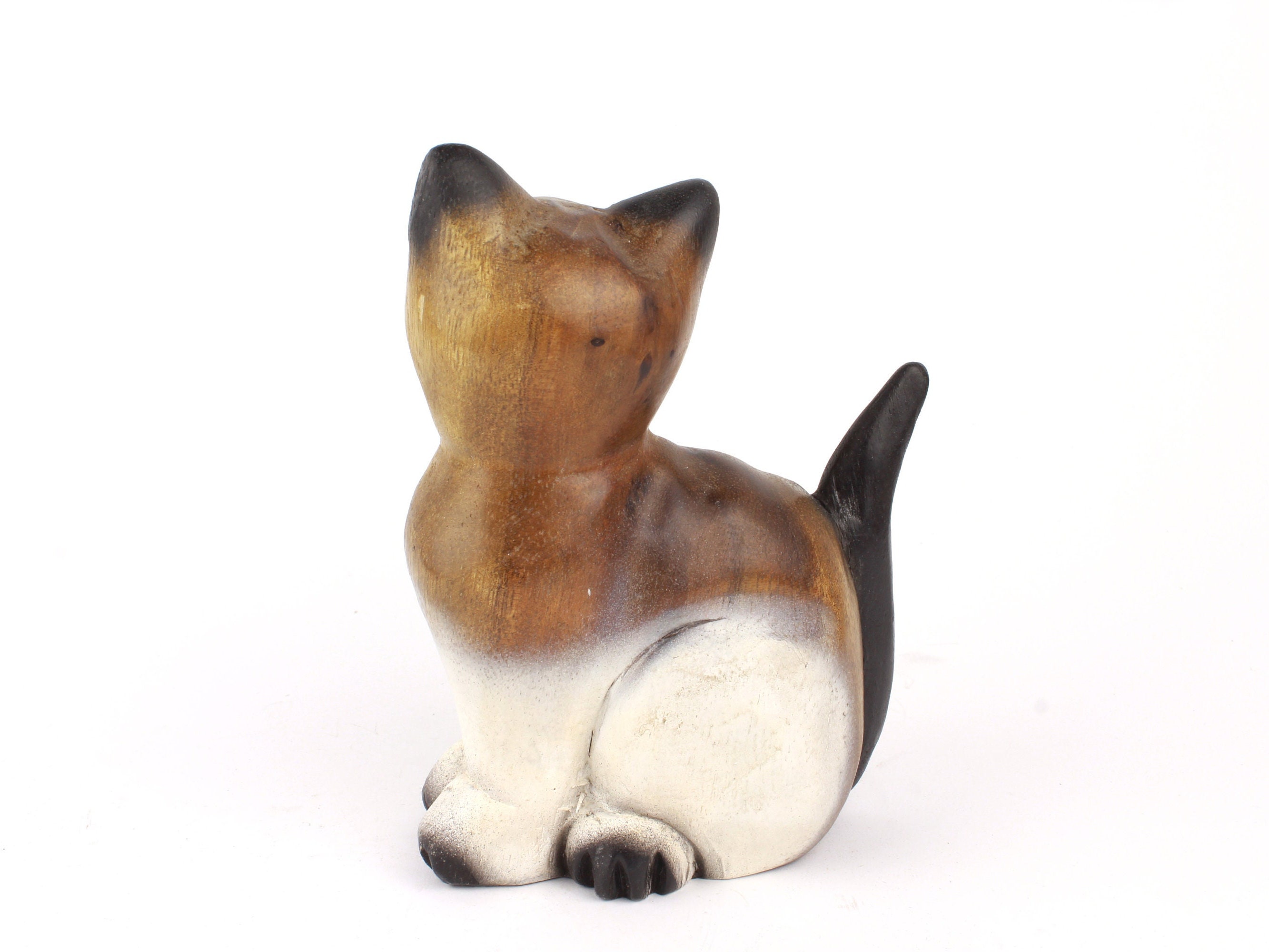 Wooden Cat Figurine, Rustic Wooden Cat, Primitive Wooden Cat, Wood Cat ...