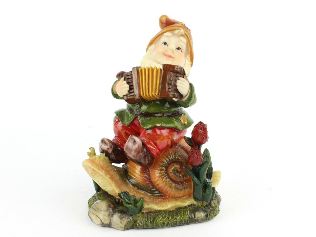 Vintage Garden Gnome, Garden Decoration, Dwarf With Snail, Dwarf With ...