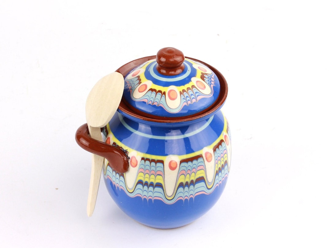 Small Blue Ceramic Spice Jar, Pottery Salt Jar, Handmade Ceramic Jars ...