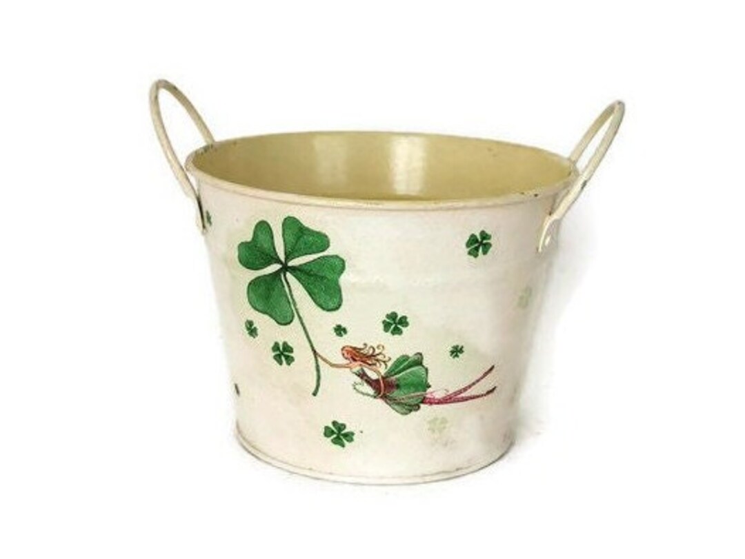 Four Leaf Clover, Bucket With Four Leaf Clover, Vintage Metal Bucket ...