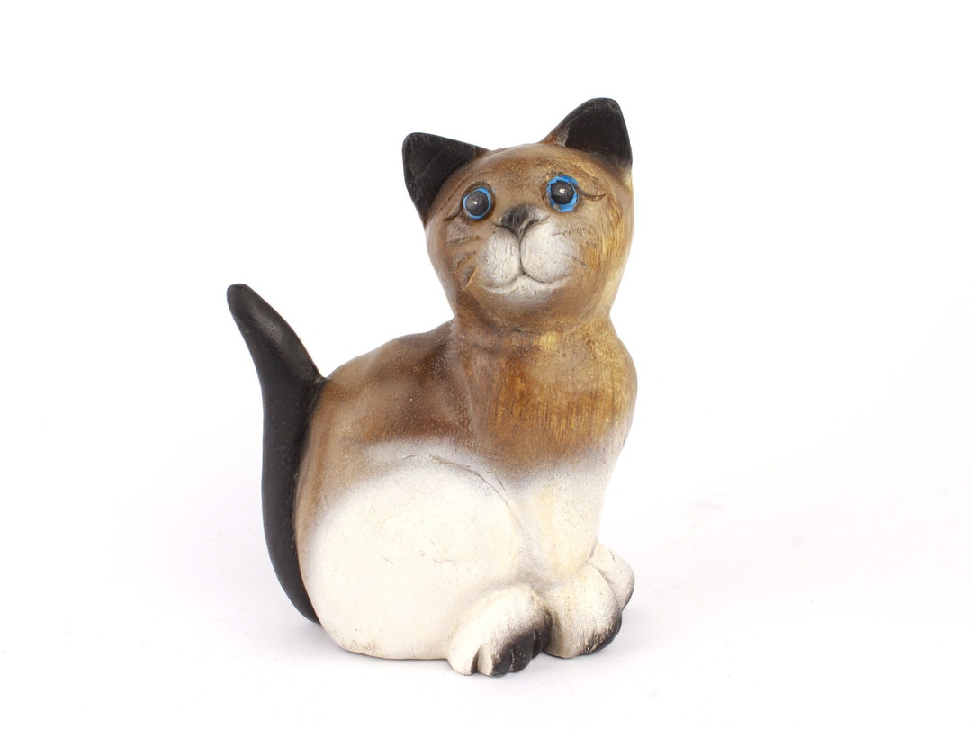 Wooden Cat Figurine, Rustic Wooden Cat, Primitive Wooden Cat, Wood Cat ...