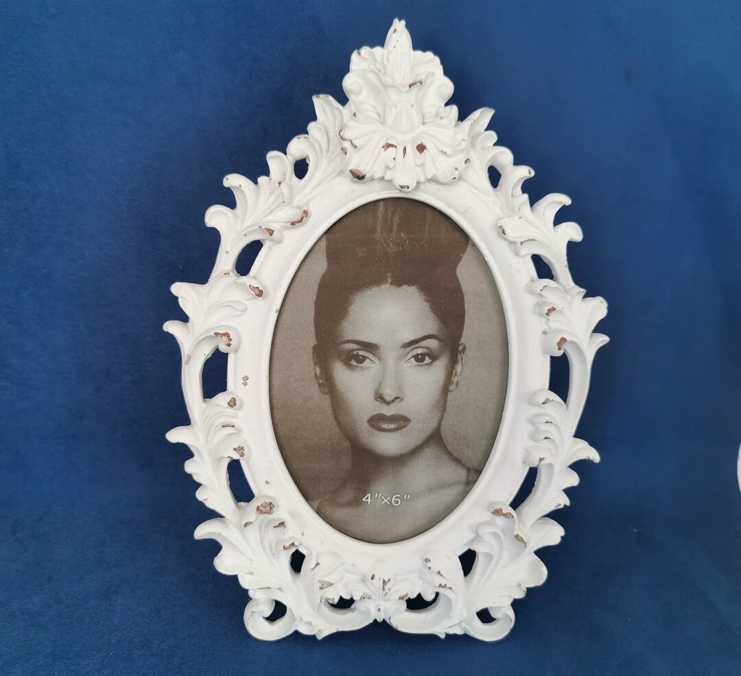 Retro Frame, White Elliptical Frame, Vintage Photo Frame, Oval White ...