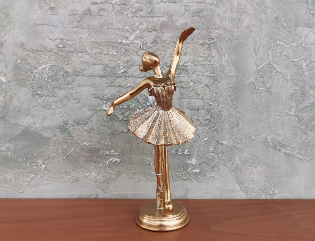 Golden Ballerina Figurine, Ballerina Figurine, Vintage Dancing ...
