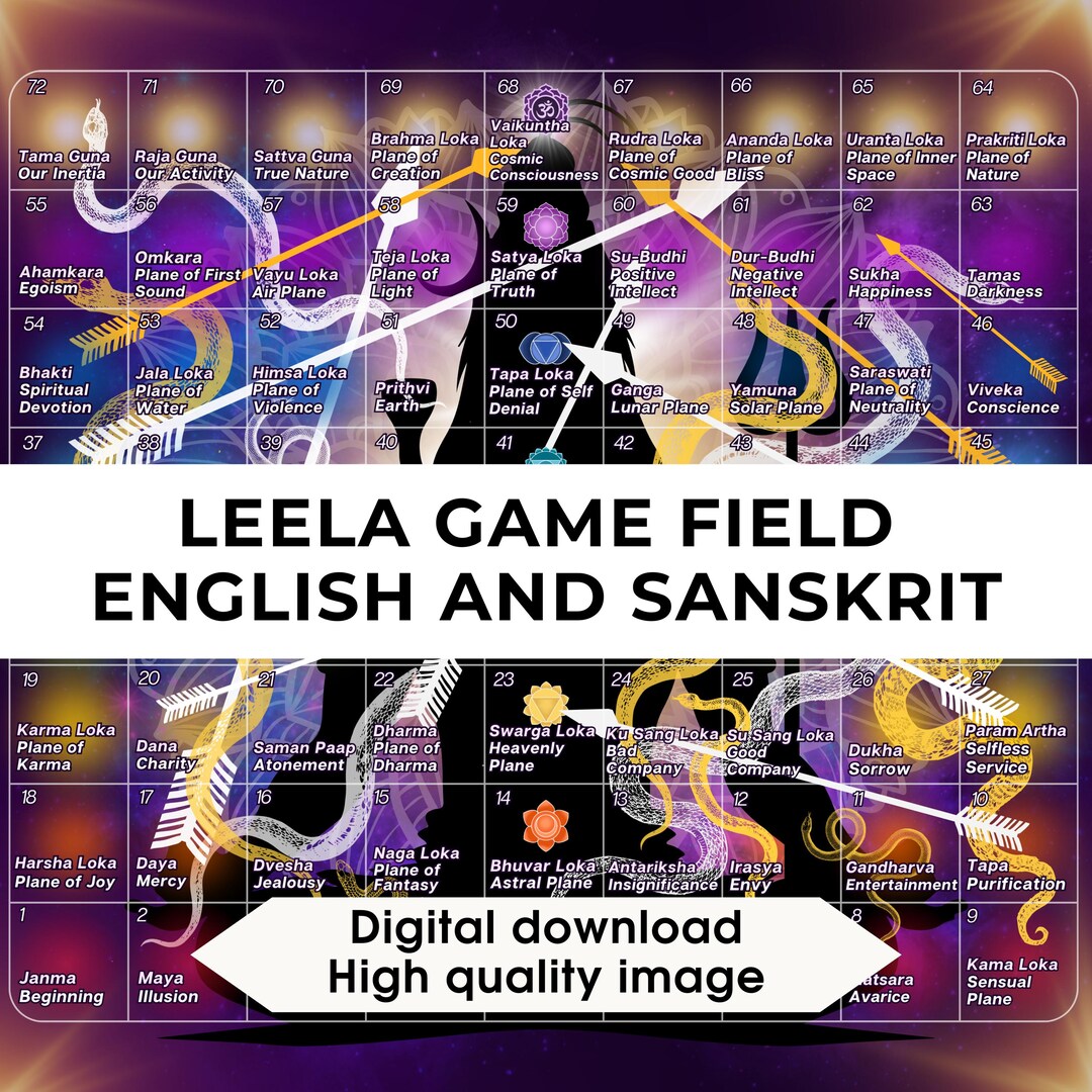 LEELA BOARD Game on English and Sanskrit, Lila Spiritual, Esoteric Game ...