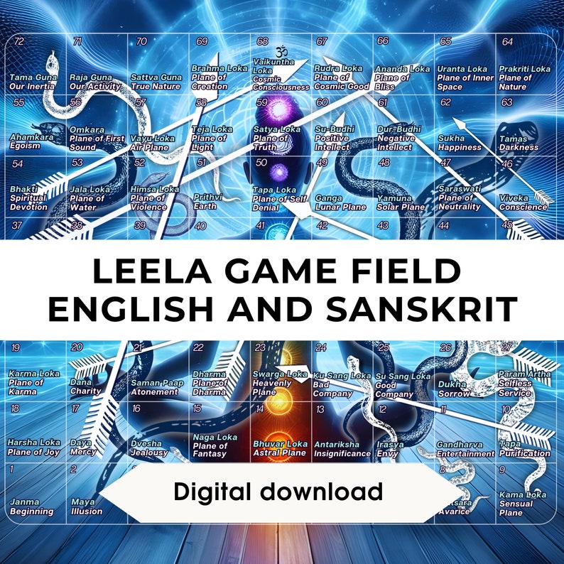 LEELA BOARD GAME Field on English and Sanskrit, Leela Game Board ...