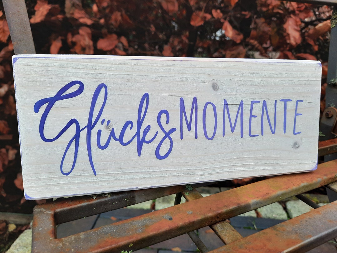 Wooden Sign Saying Lucky Moments, Sign 24 X 10 Cm, Decorative Sign Saying, Decorative Element ...