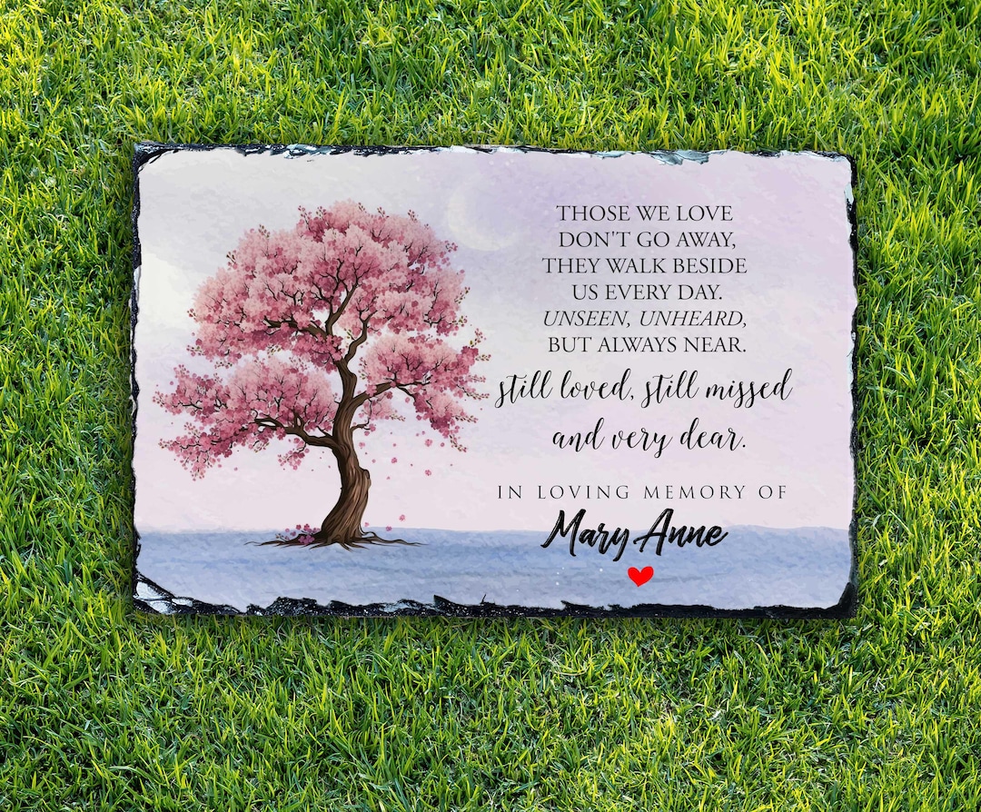 Custom Tree Memorial Stone: Cherry Blossom Tree, Personalized Grave ...