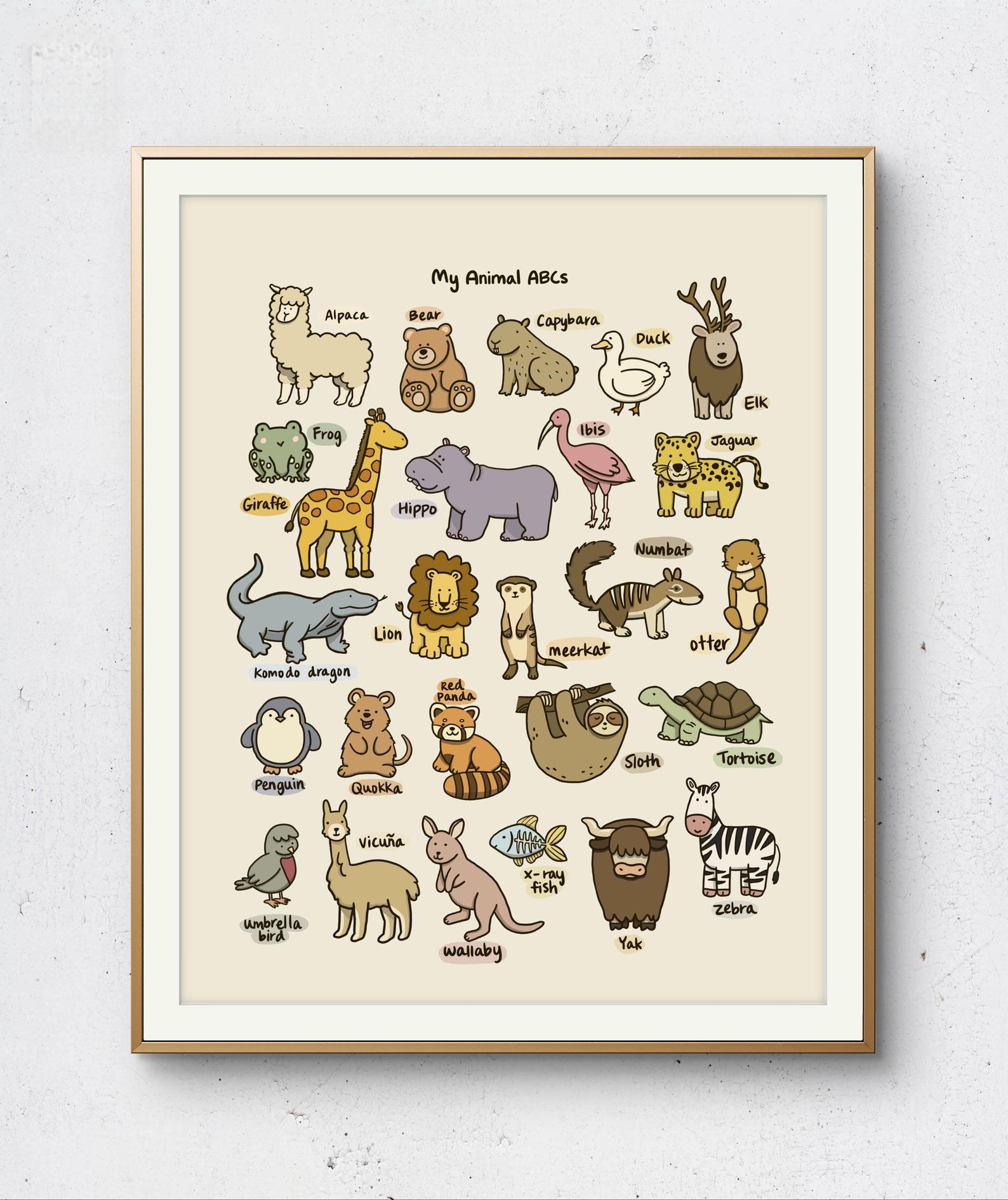 My Animal Alphabet DIGITAL DOWNLOAD: Kids Educational Wall Art and ...