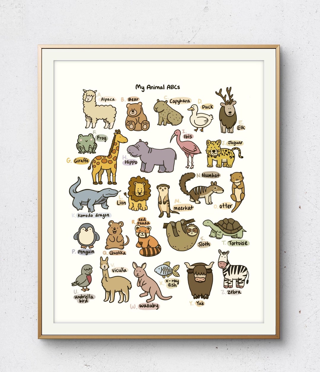 My Animal Alphabet NEW DIGITAL DOWNLOAD: Kids' Educational Wall Art and ...
