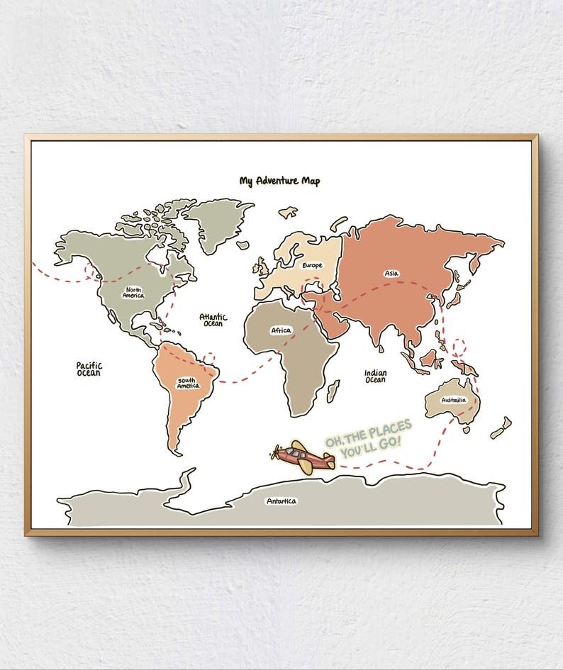 My World Map DIGITAL DOWNLOAD: Kids' Educational Wall Art and Nursery ...