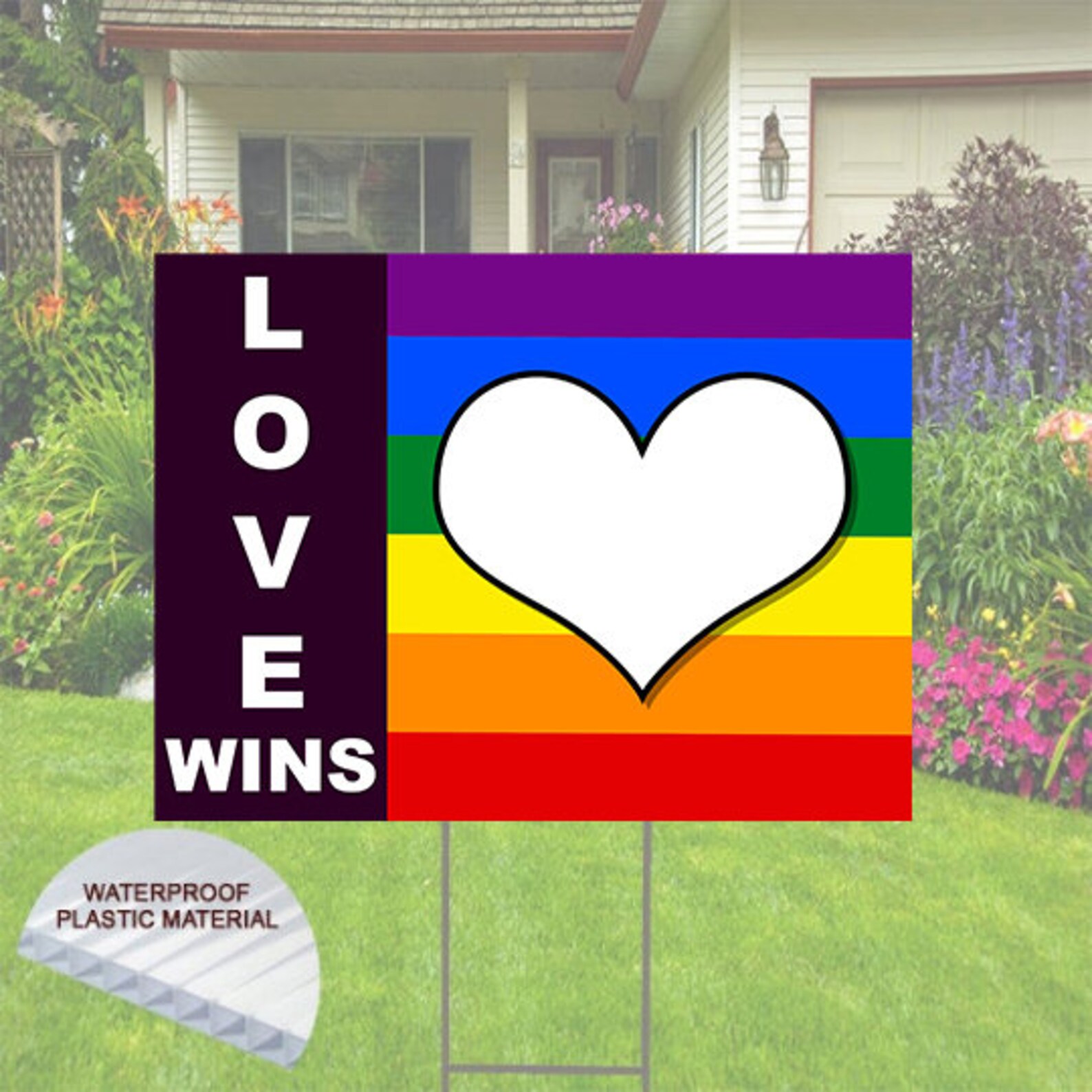 Love Wins Yard Sign, LGBT Colors (single or Double-sided) Comes With H ...