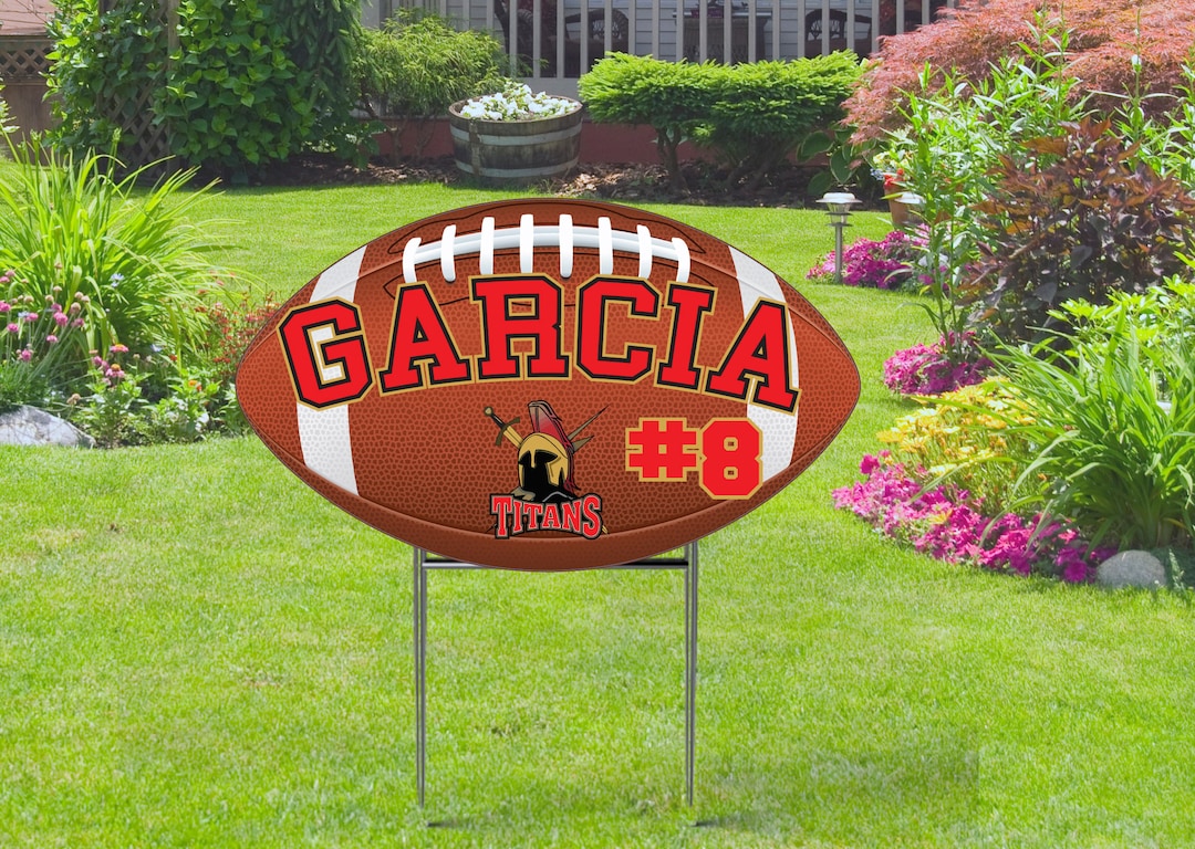Football Cut-out Yard Sign 30x19 With H-stake - Coroplast - Cheers ...