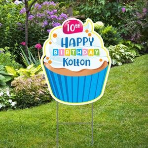 Happy Birthday Cupcake Yard Sign With H-stake Boy & Girl Options 24 ...