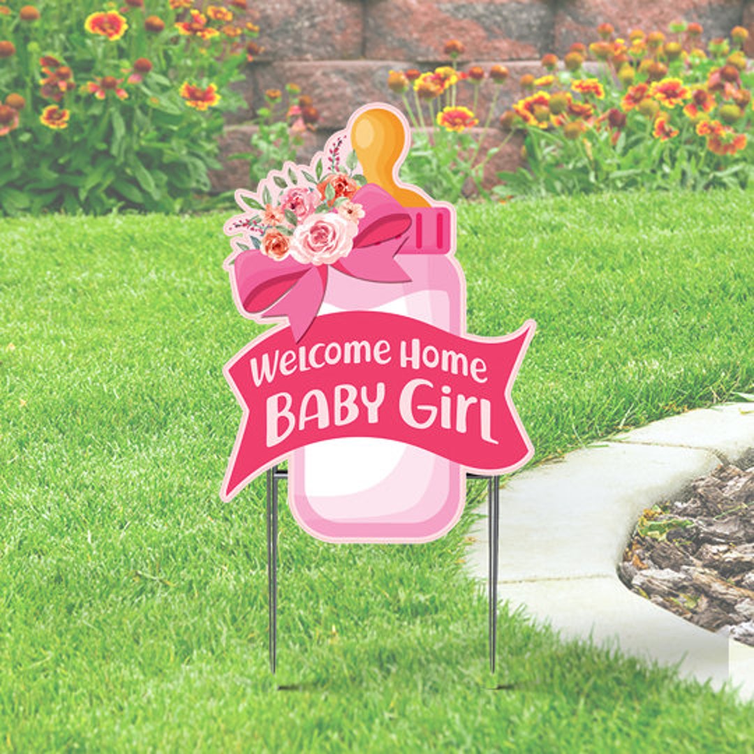 Welcome Home Baby Girl or Boy Cutout Yard Sign 24x18 With H-stake ...