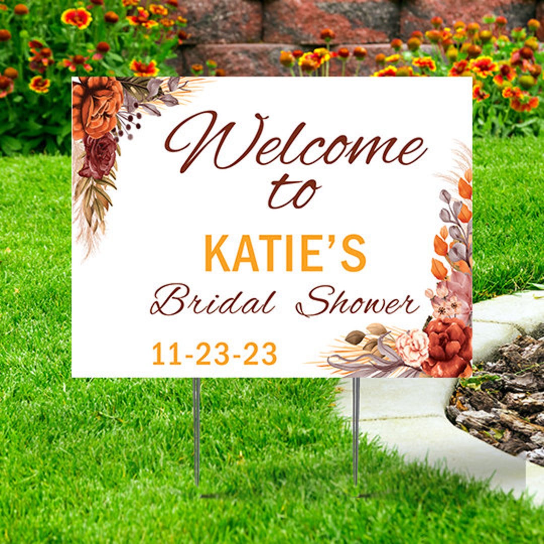 Bridal Shower Yard Sign, Fall Theme, Comes With H-stake 24x18, Printed ...