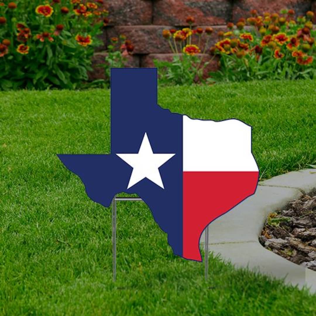 Texas Shape Cutout Yard Sign Comes With H-stake 22x22, Printed on ...