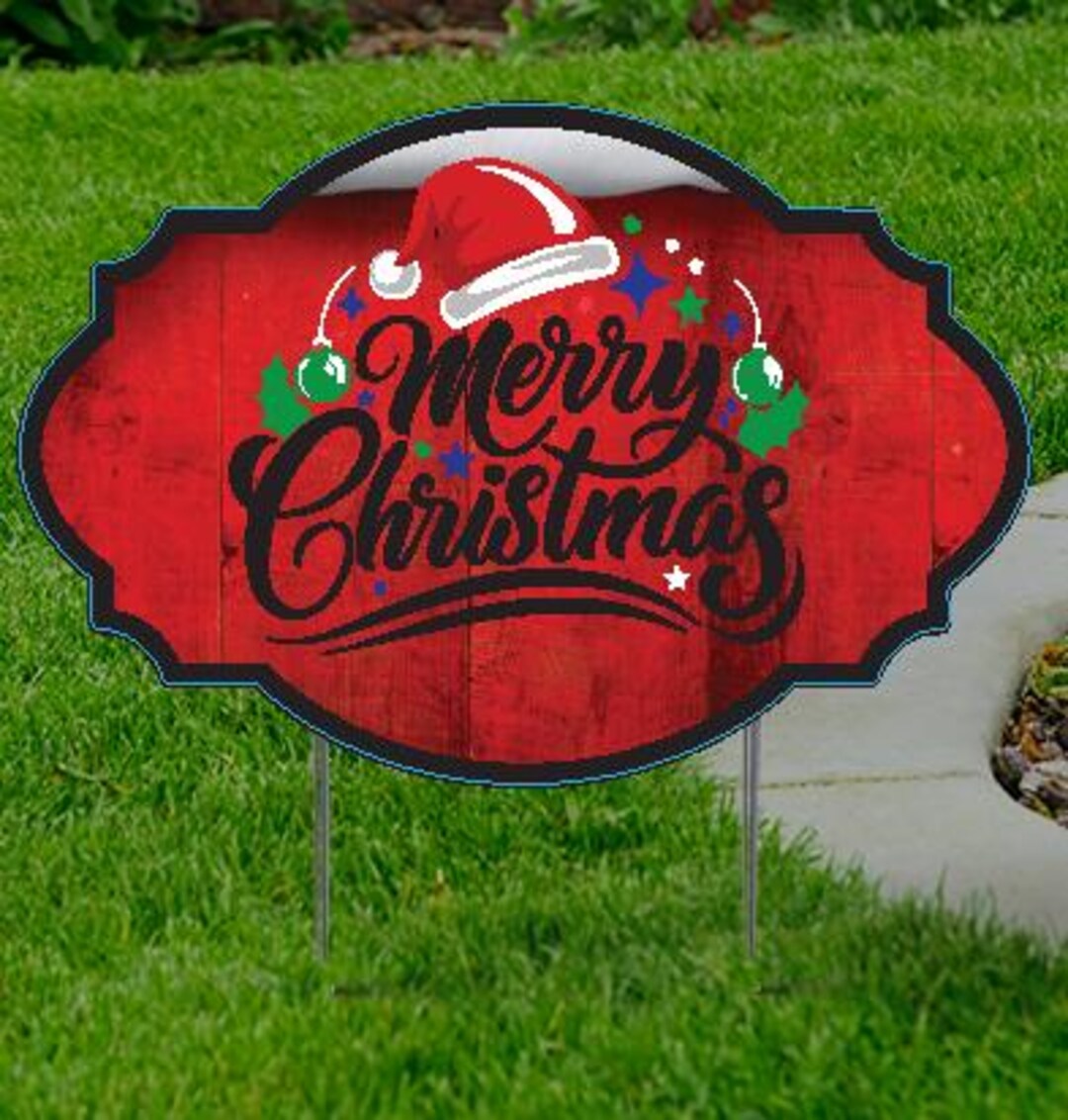 Merry Christmas Sign Cutout Yard Sign Comes With H-stake 36x24 Printed ...