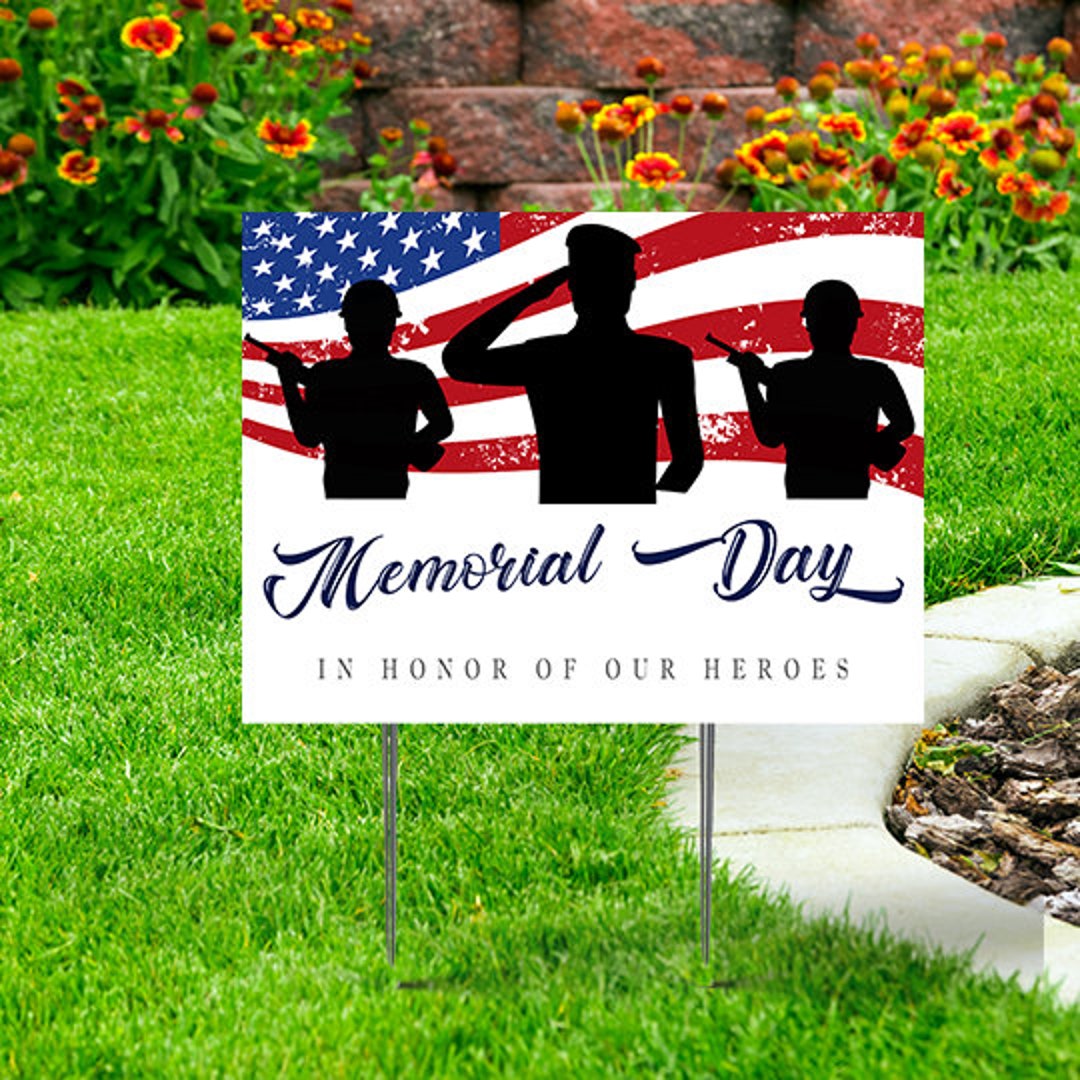 Memorial Day Yard Sign Comes With H-stake 24x18, Printed on Coroplast ...