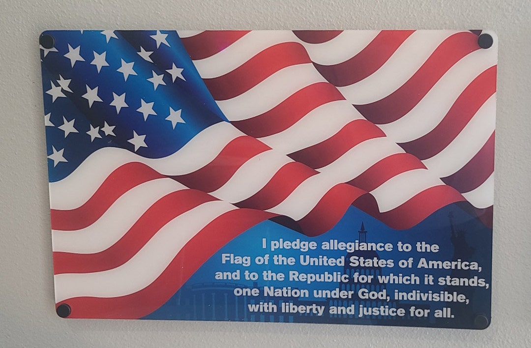 USA Flag Pledge of Allegiance Acrylic Sign, Comes With Standoffs for ...