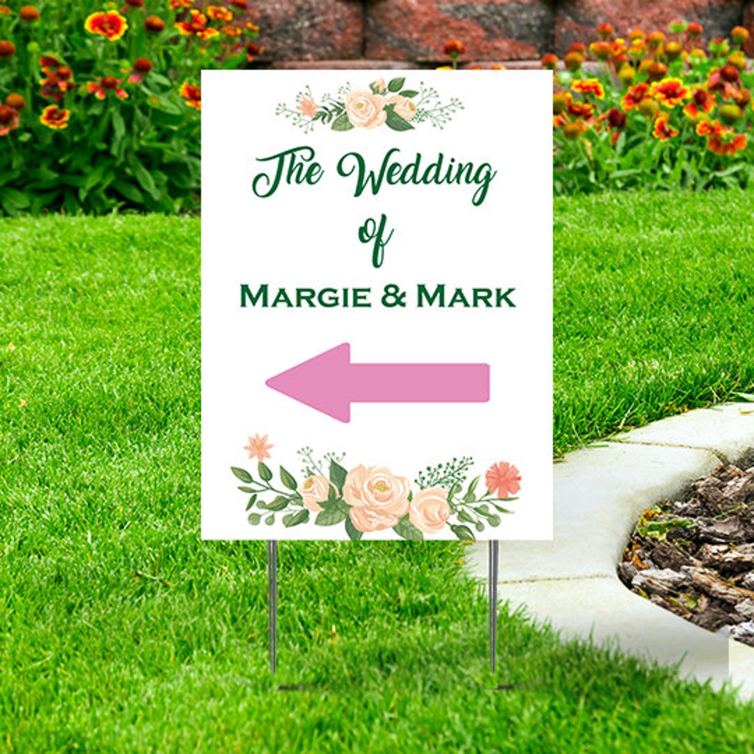Wedding Directional Arrows Yard Signs Comes With H-stake 24x18, Printed ...