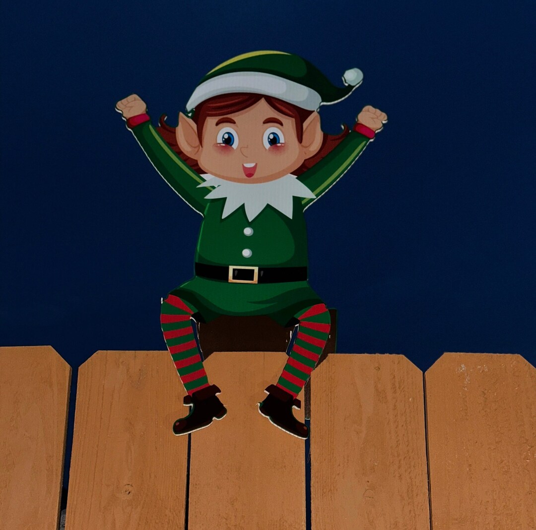 Elf on a Fence or Blind Sign Cutout 24x18, Printed on Coroplast ...