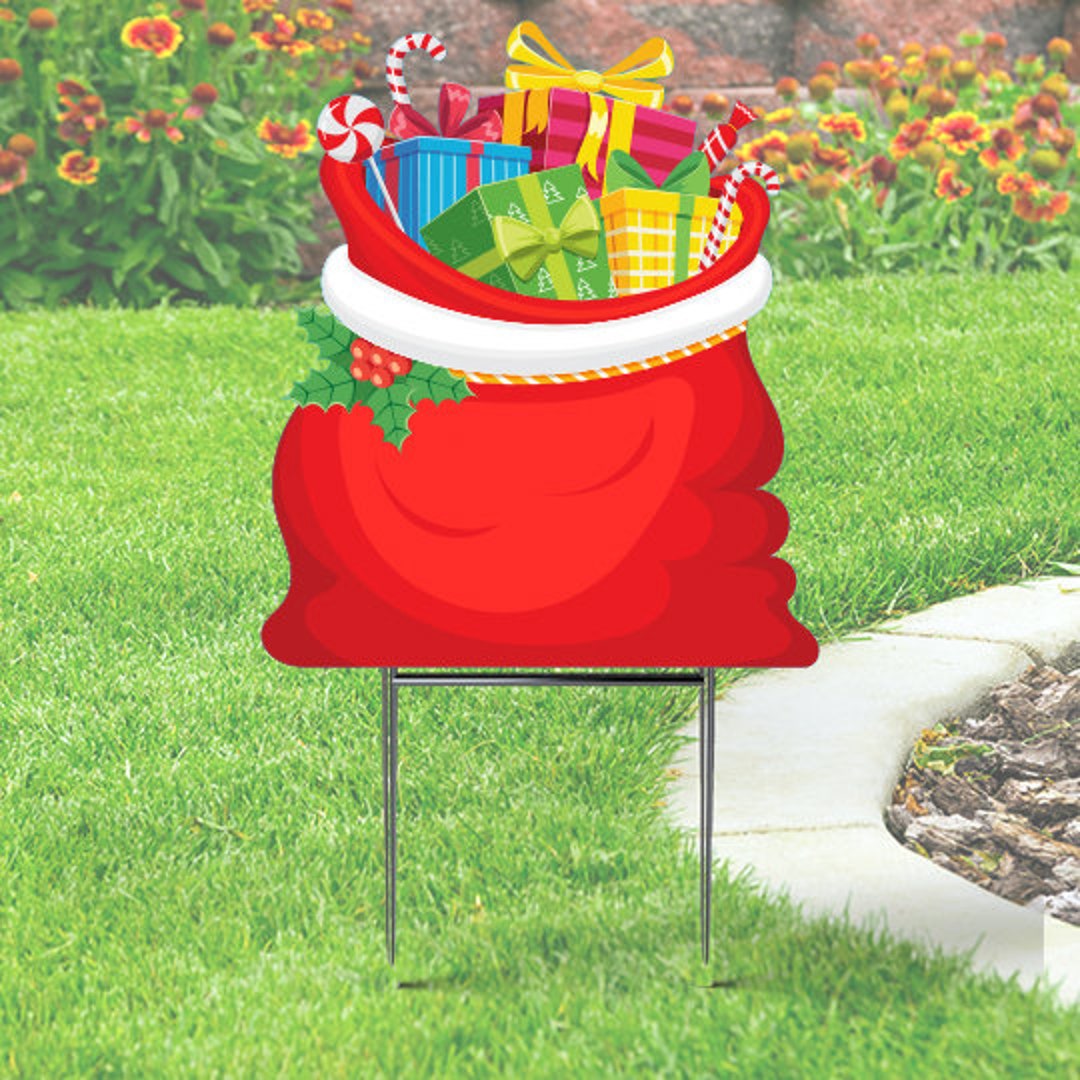Santa Bag Cut-out Yard Sign Cutout Comes With H-stake 21x23, Printed on ...