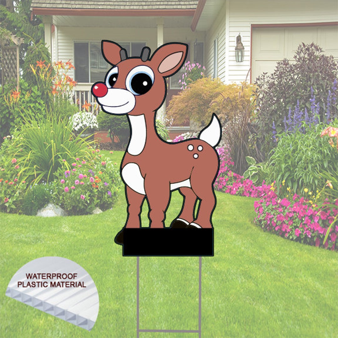Reindeer - Rudolph Yard Sign Cutout Comes With H-stake 30x17, Printed ...