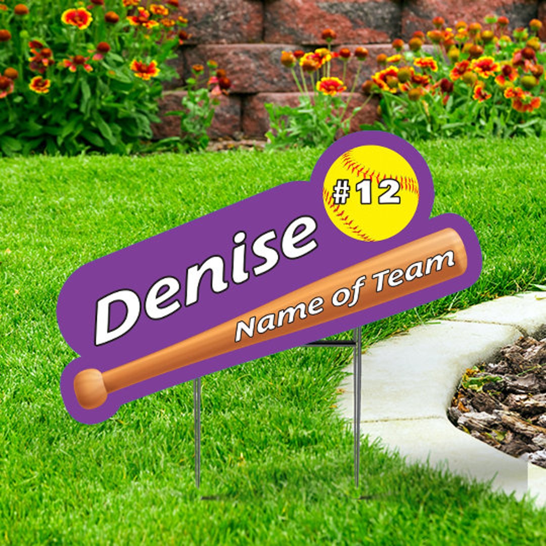 Softball With Bat Cut-out Yard Sign 26x18 With H-stake - Coroplast ...
