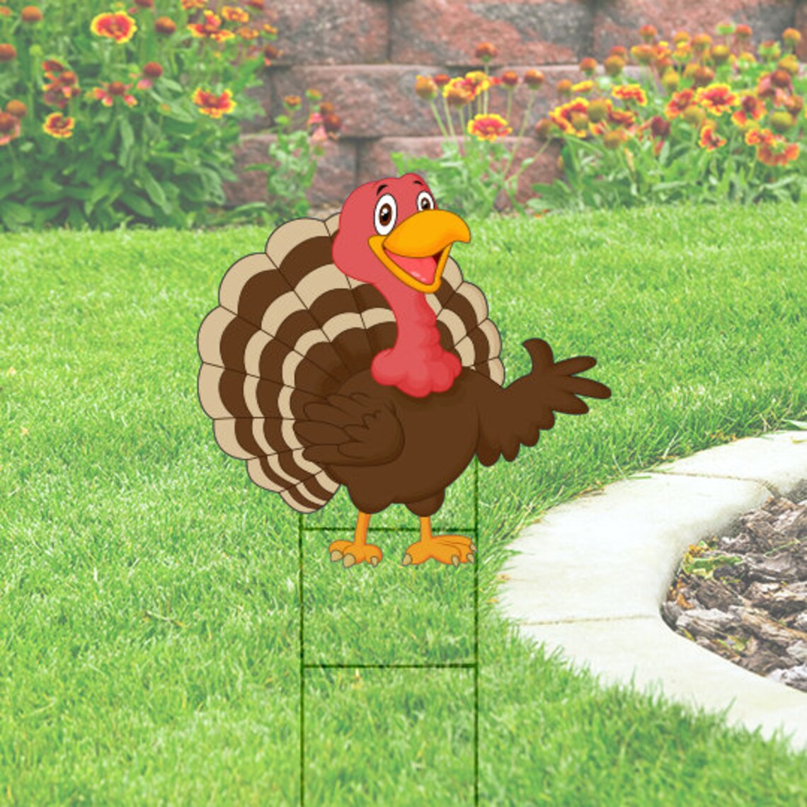 Turkey Cut Out Yard Sign Comes With H-stake 30x30 Printed on | Etsy