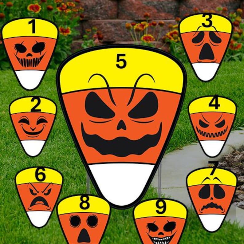 Scary Face Candy Corn Cut-out Yard Sign 24''x19'' With H-stake ...