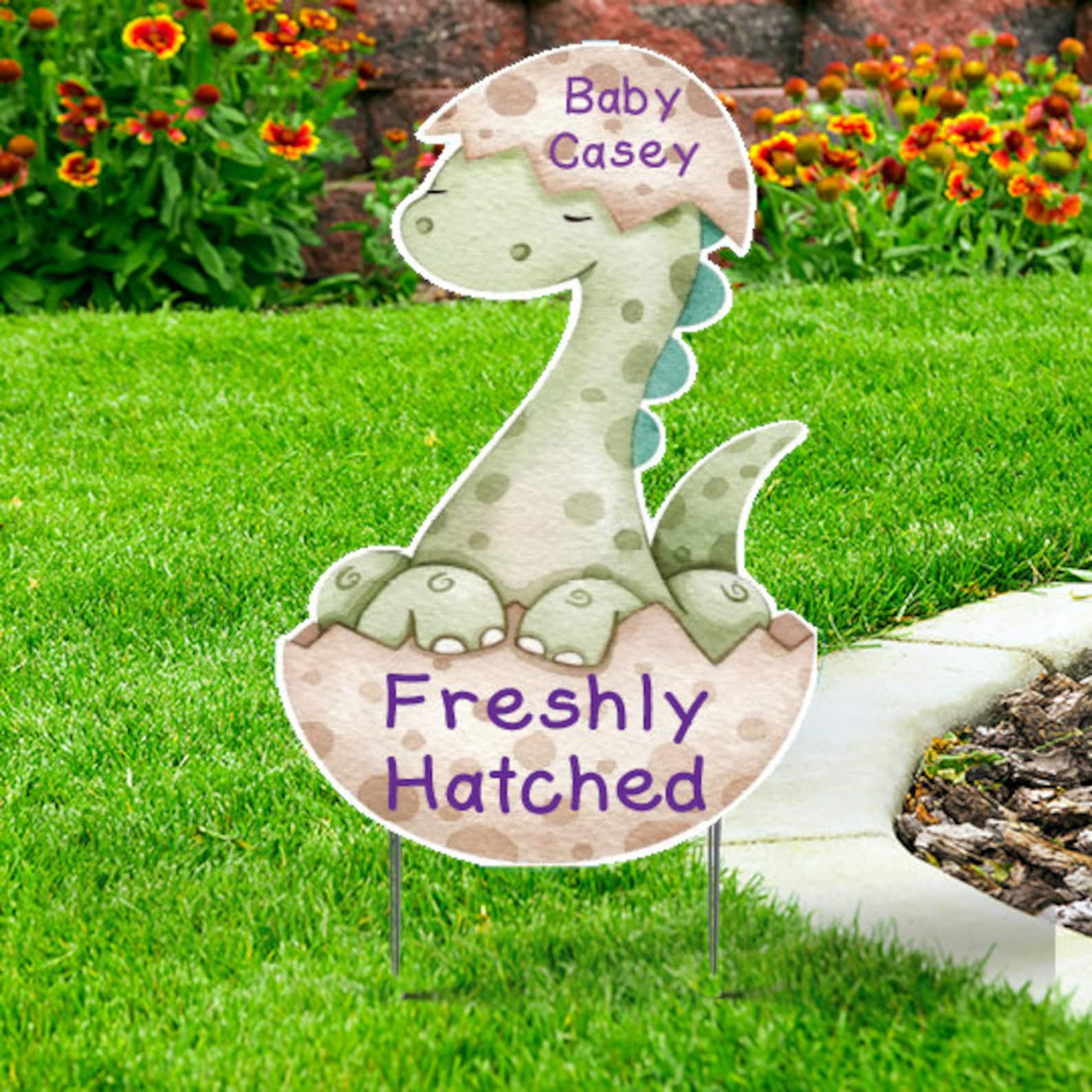 Baby Dino Freshly Hatched Cutout Yard Sign 30x19 With H-stake ...